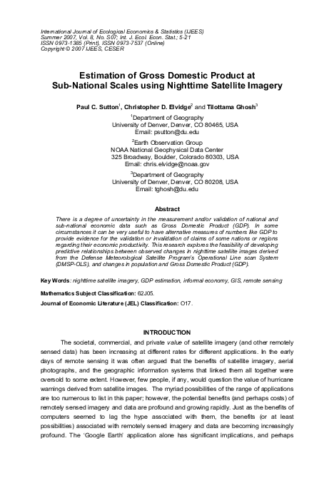 (PDF) Estimation of Gross Domestic Product at Sub-National Scales using ...