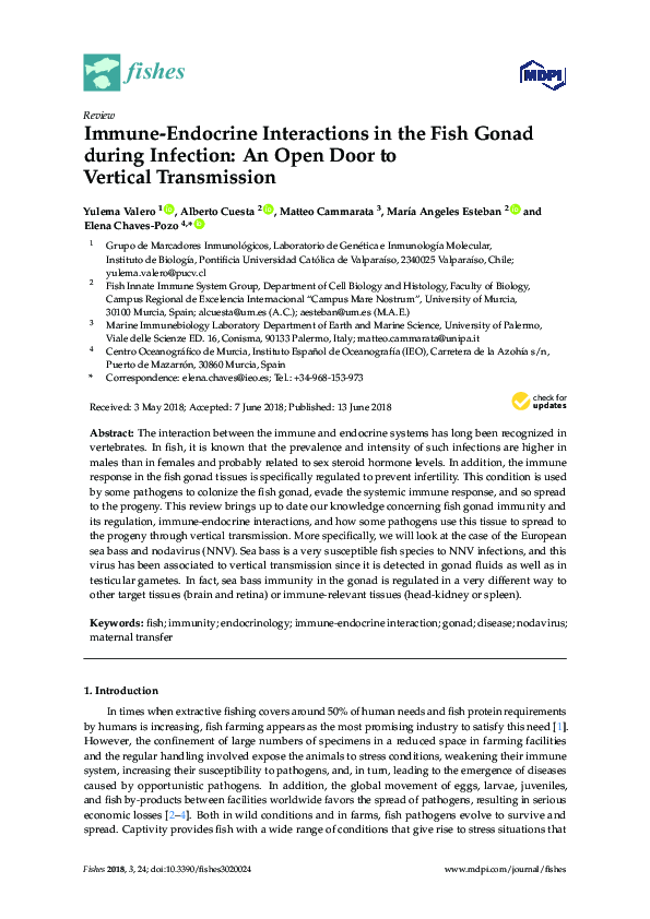(PDF) Immune-Endocrine Interactions in the Fish Gonad during Infection ...
