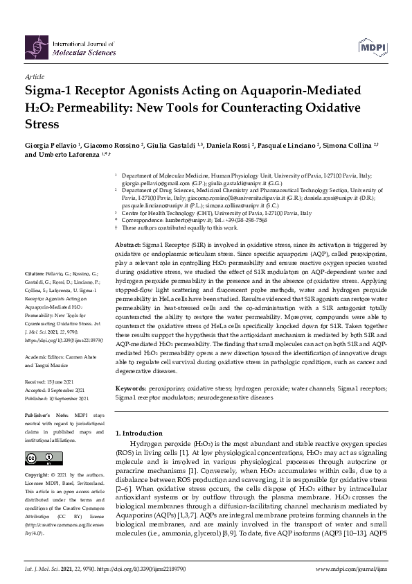 (PDF) Sigma-1 Receptor Agonists Acting on Aquaporin-Mediated H2O2 ...
