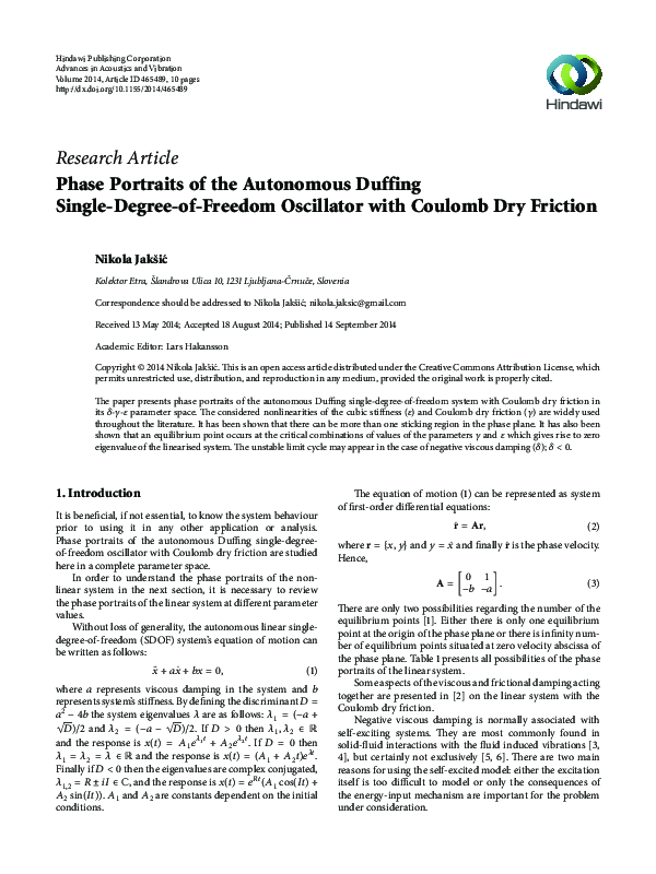 (PDF) Phase Portraits of the Autonomous Duffing Single-Degree-of ...