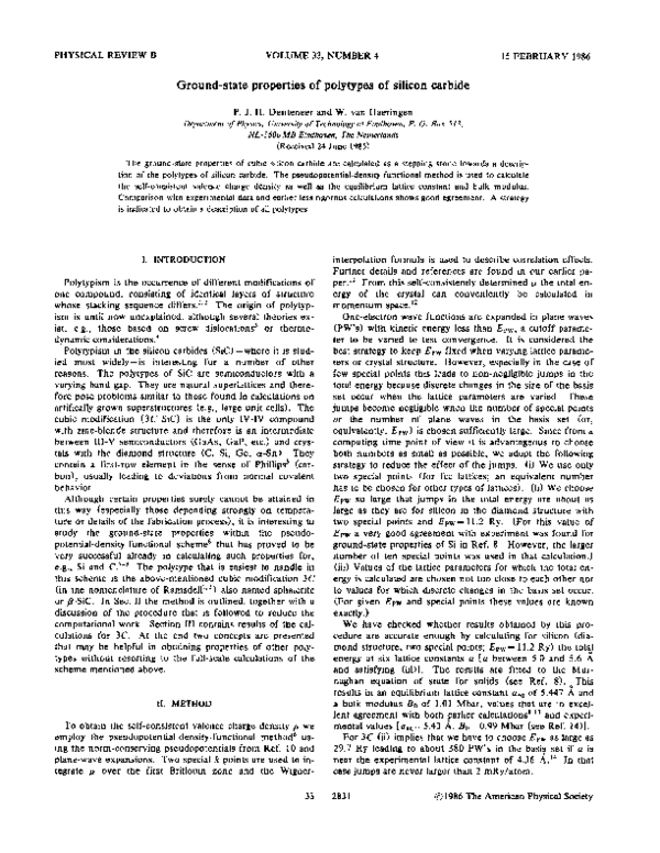 (PDF) Ground-state properties of polytypes of silicon carbide