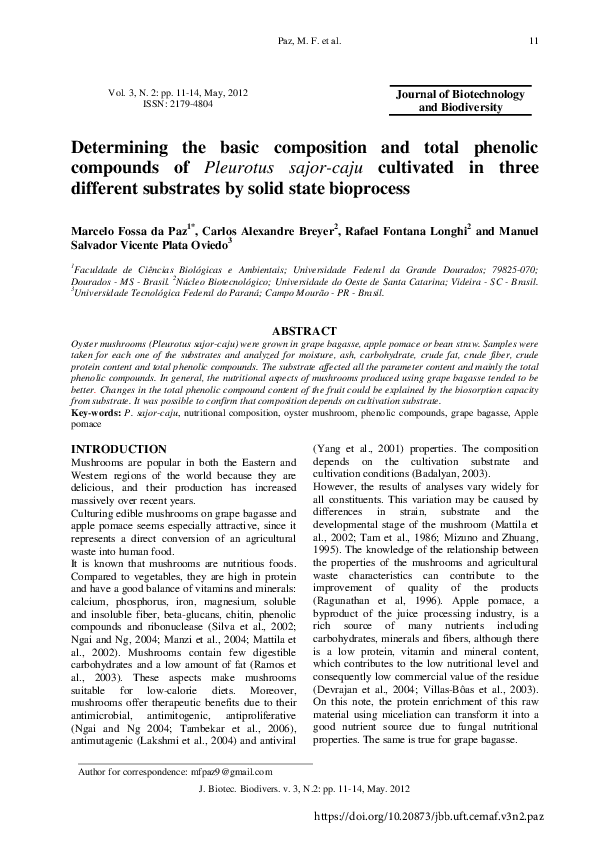 (PDF) Determining the basic composition and total phenolic compounds of ...