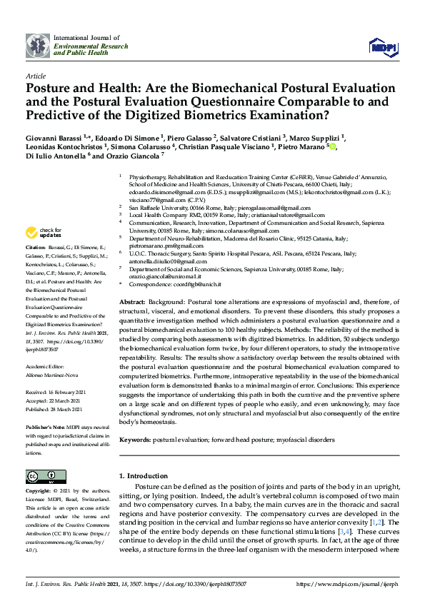 (PDF) Posture and Health: Are the Biomechanical Postural Evaluation and ...