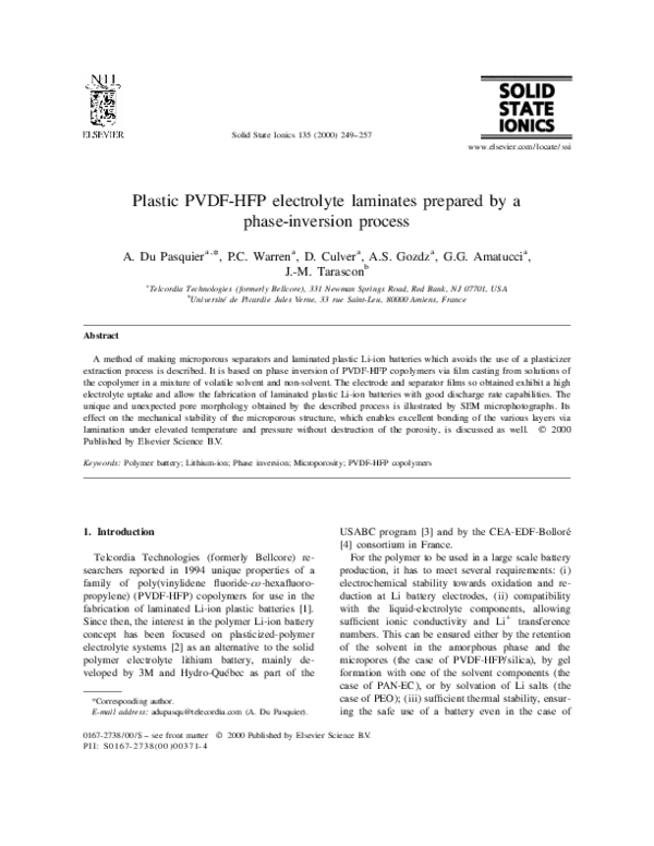 (PDF) Plastic PVDF-HFP electrolyte laminates prepared by a phase ...
