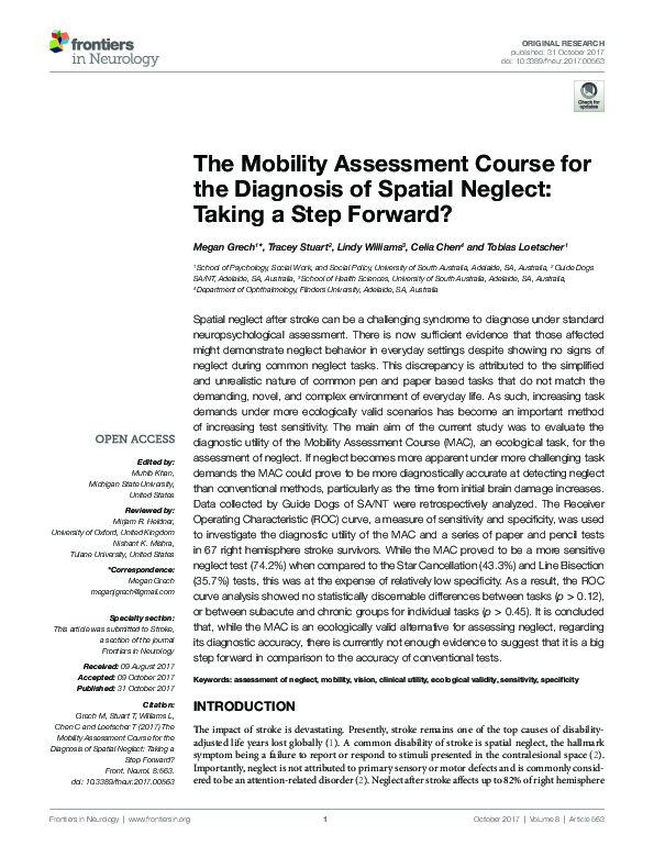 (PDF) The Mobility Assessment Course for the Diagnosis of Spatial ...