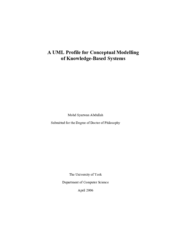 (PDF) A UML profile for conceptual modelling of knowledge-based systems
