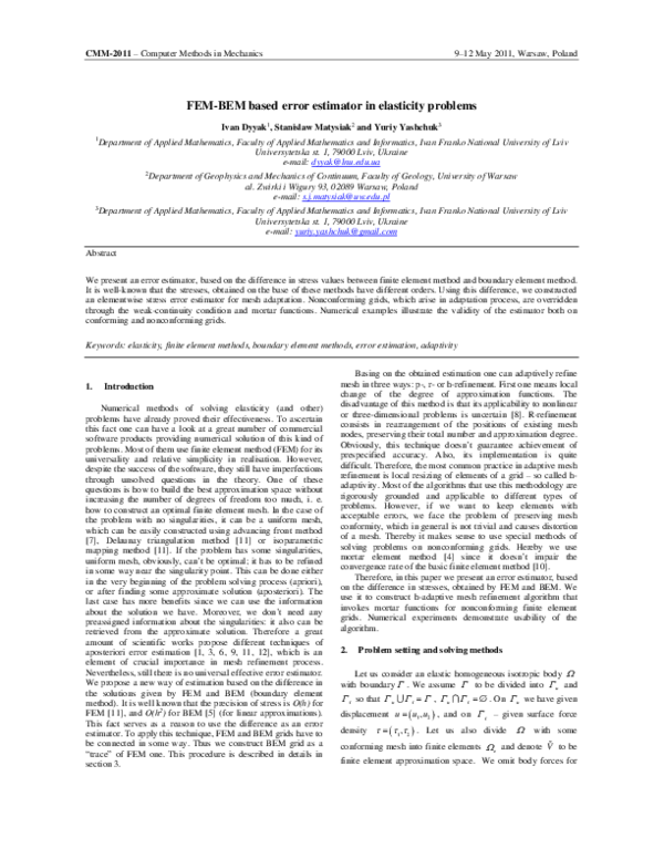 (PDF) FEM-BEM based error estimator in elasticity problems