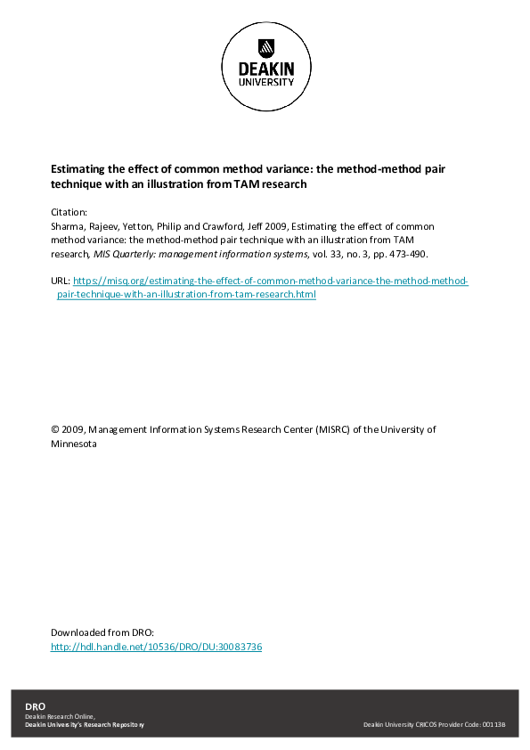 (PDF) Estimating the Effect of Common Method Variance: The Method ...