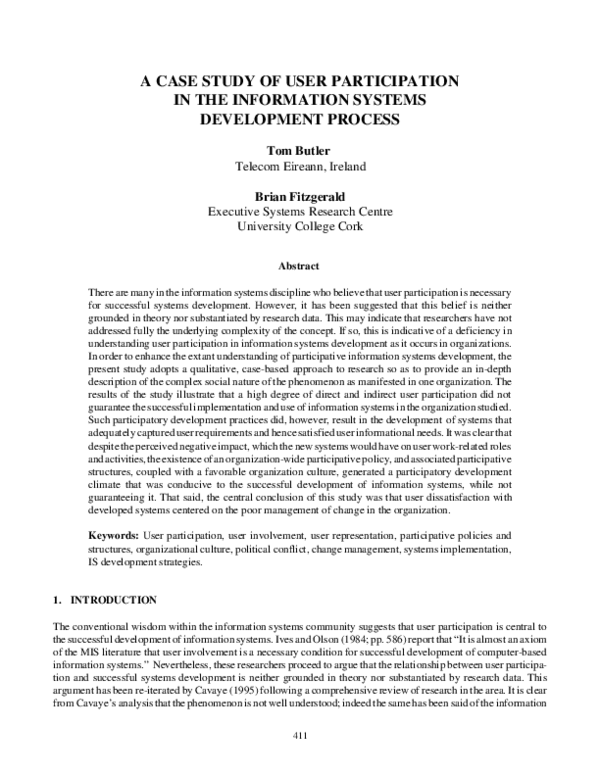 (PDF) A case study of user participation in the information systems ...