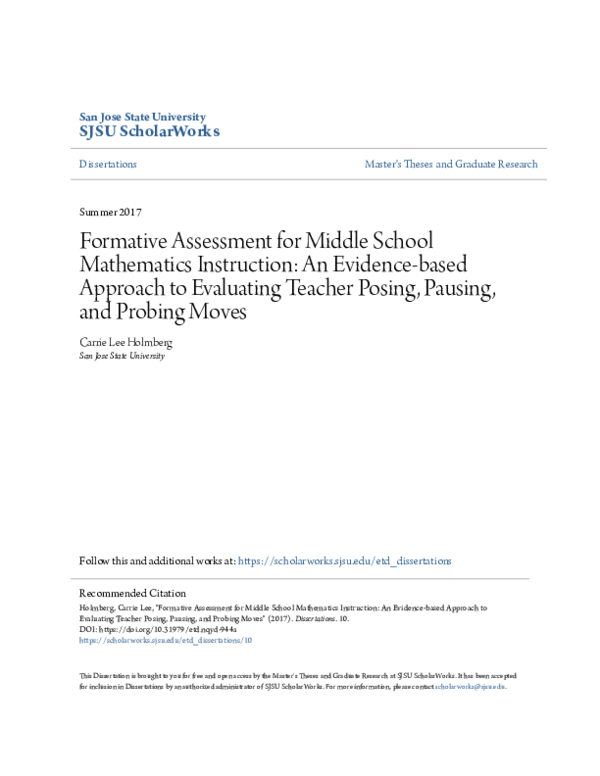 (PDF) Formative Assessment for Middle School Mathematics Instruction
