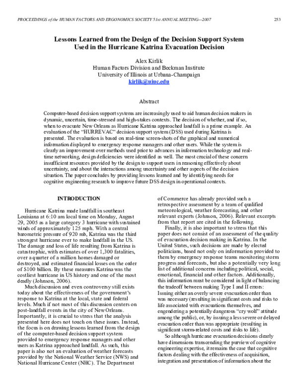 (PDF) Lessons learned from the design of the decision support system ...