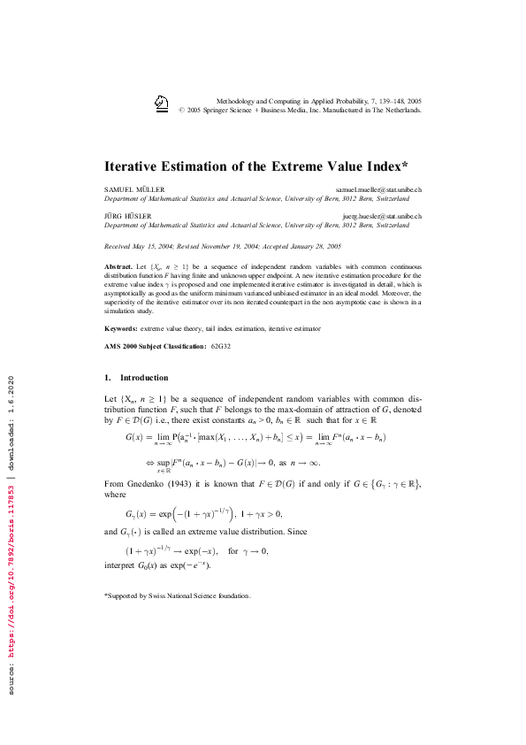 (PDF) Iterative estimation of the extreme value index