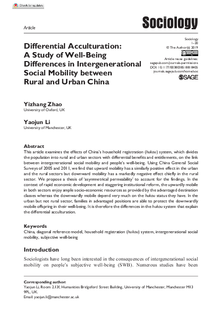 (PDF) Differential Acculturation: A Study of Well-Being Differences in Intergenerational Social ...