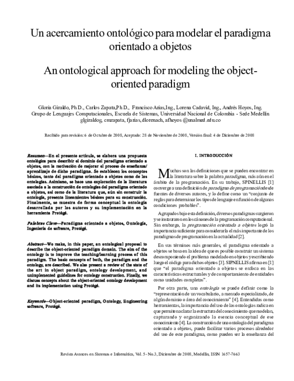 (PDF) Un acercamiento ontológico para modelar el paradigma orientado a objetos An ontological ...