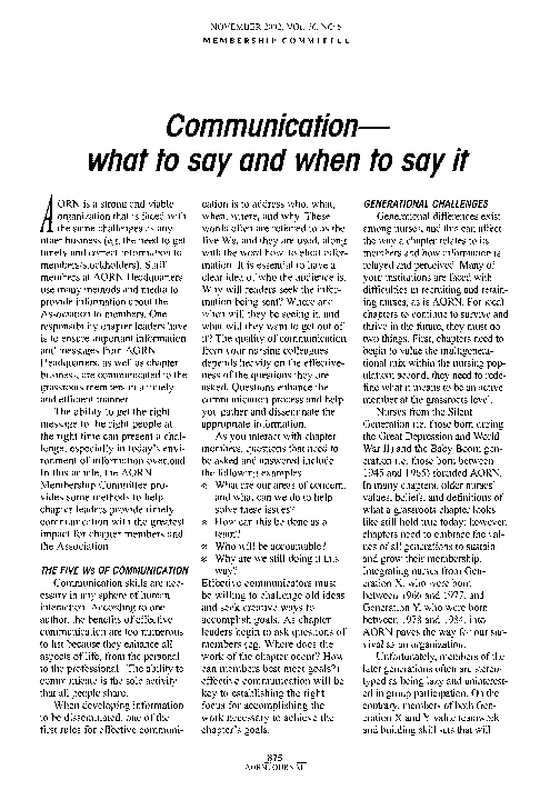 (PDF) Communication—what to say and when to say it