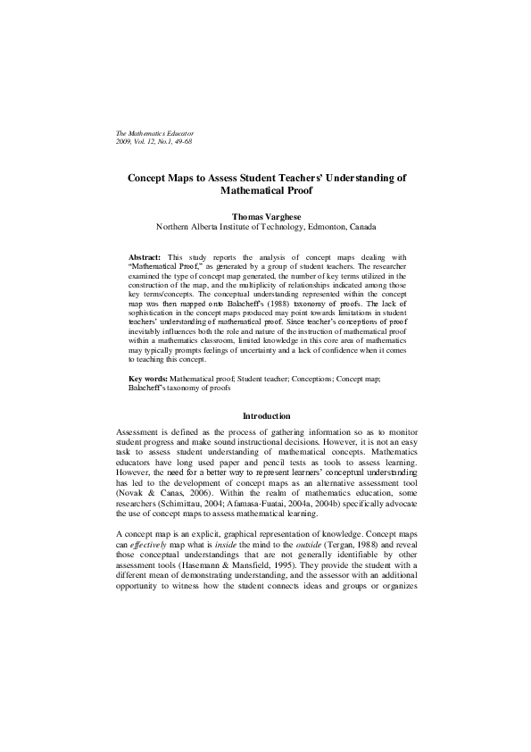 (PDF) Concept Maps to Assess Student Teachers’ Understanding of Mathematical Proof