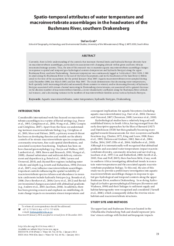 (PDF) Spatio-temporal attributes of water temperature and ...