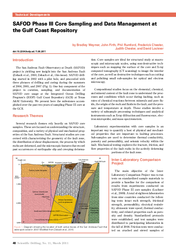 (PDF) SAFOD Phase III Core Sampling and Data Management at the Gulf ...