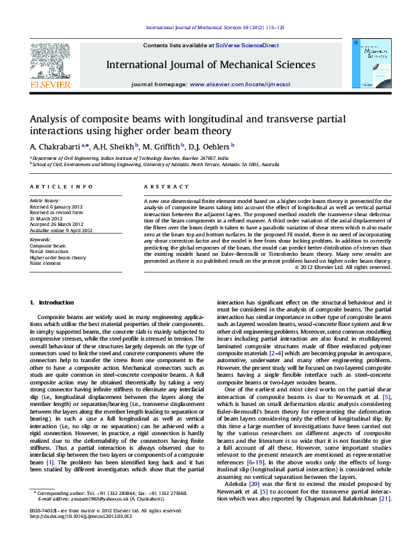 (PDF) Analysis of composite beams with longitudinal and transverse partial interactions using ...
