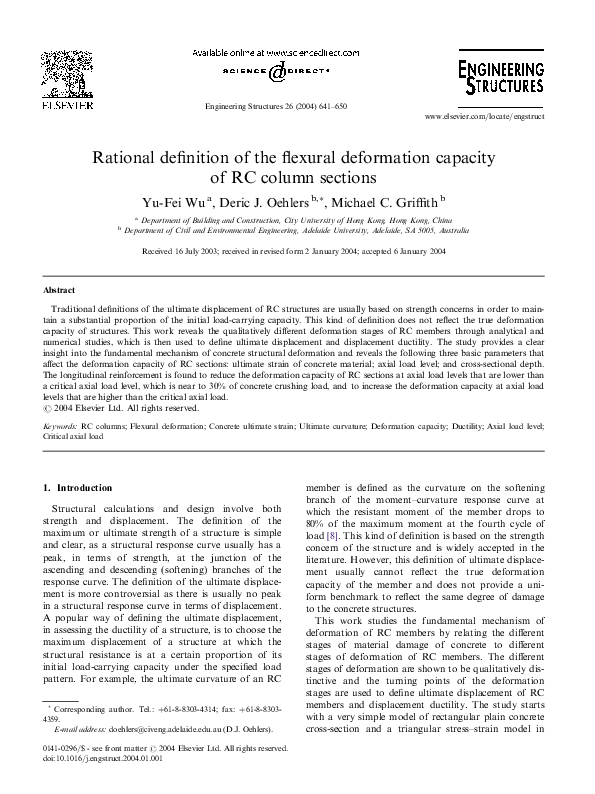 (PDF) Rational definition of the flexural deformation capacity of RC ...