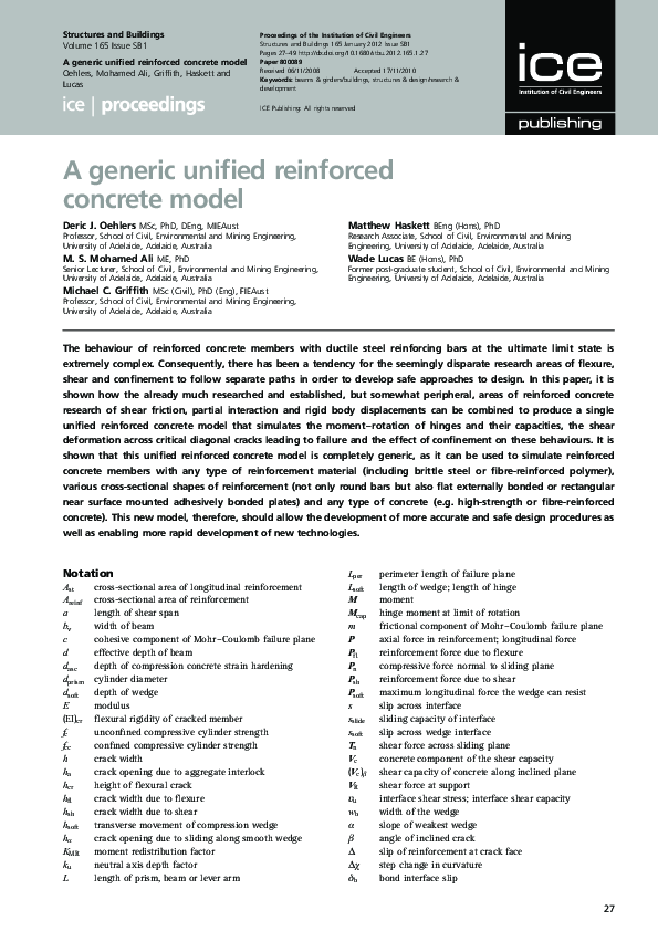 (PDF) A generic unified reinforced concrete model
