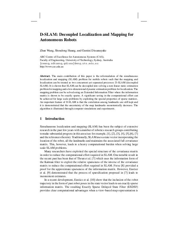 Pdf D Slam Decoupled Localization And Mapping For Autonomous Robots