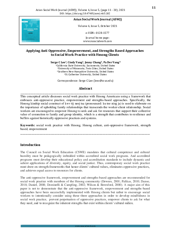 (PDF) Applying Anti Oppressive, Empowerment, and Strengths Based ...