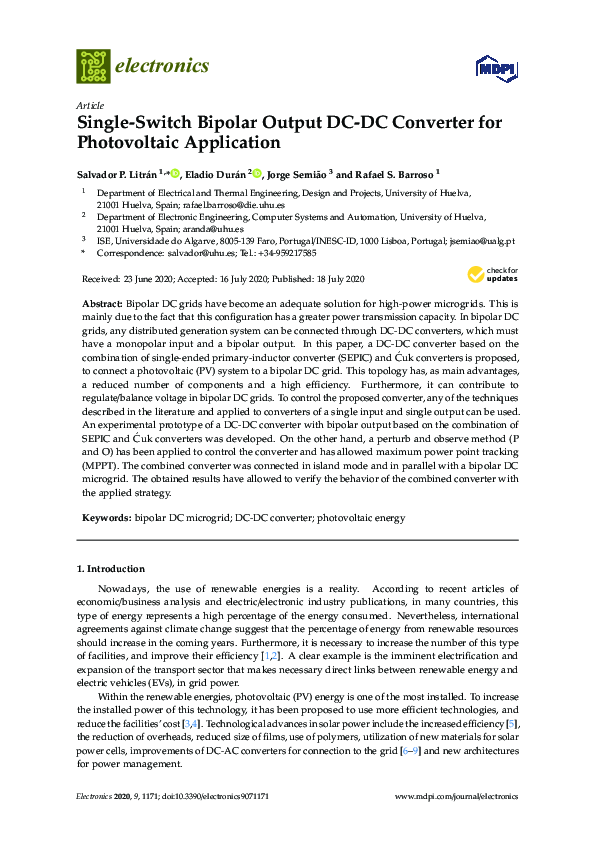 (PDF) Single-Switch Bipolar Output DC-DC Converter for Photovoltaic ...