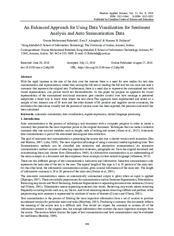 Pdf An Enhanced Approach For Using Data Visualization For Sentiment Analysis And Auto