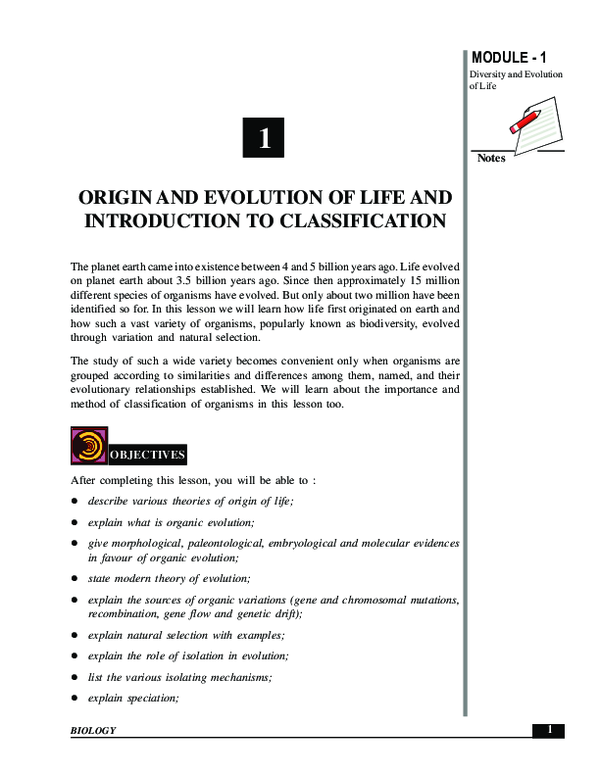 (PDF) Module + Question Diversity and Evolution of Life