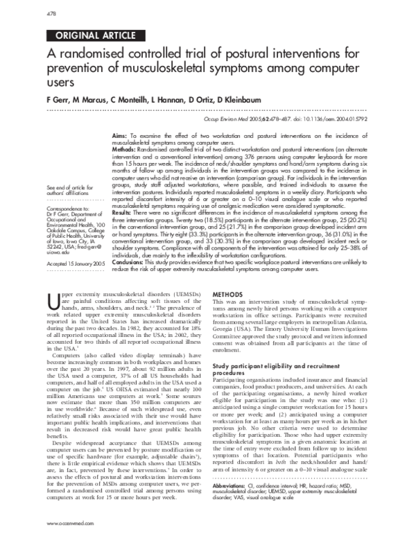 (PDF) A randomised controlled trial of postural interventions for prevention of musculoskeletal ...