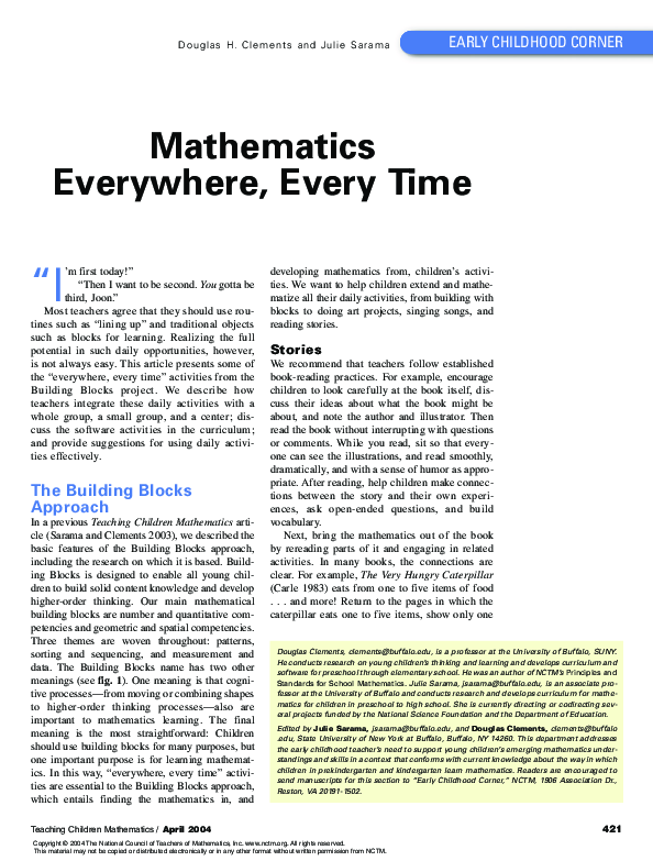 (PDF) Mathematics everywhere, every time