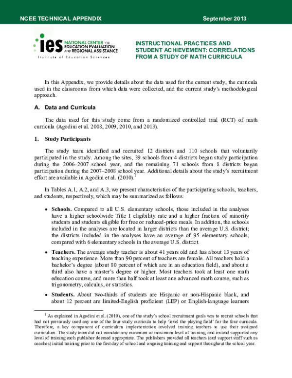 (PDF) Instructional Practices and Student Achievement: Correlations ...