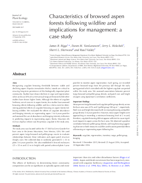 (PDF) Characteristics of browsed aspen forests following wildfire and ...
