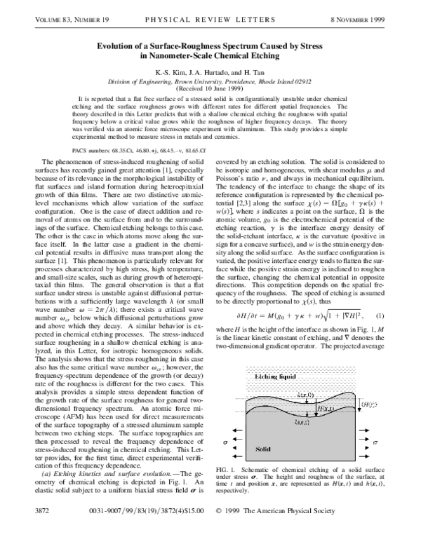 (PDF) Evolution of a Surface-Roughness Spectrum Caused by Stress in ...