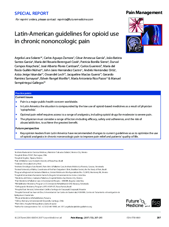 (PDF) Latin-American guidelines for opioid use in chronic nononcologic pain
