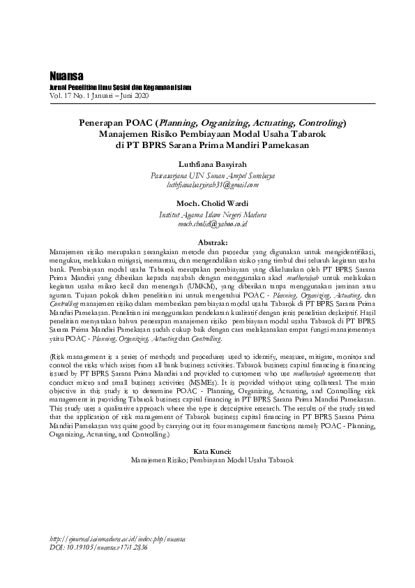 (PDF) Penerapan POAC (Planning, Organizing, Actuating, Controling ...