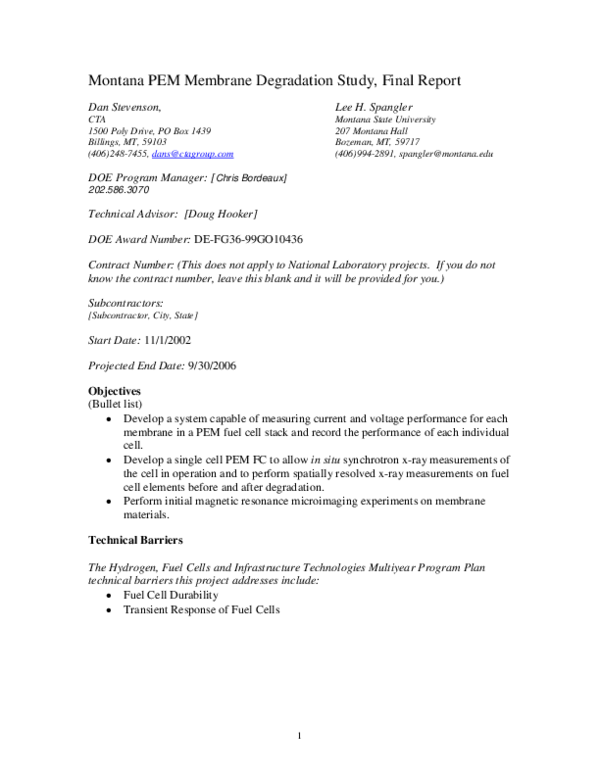 (PDF) PEM Degradation Investigation Final Technical Report