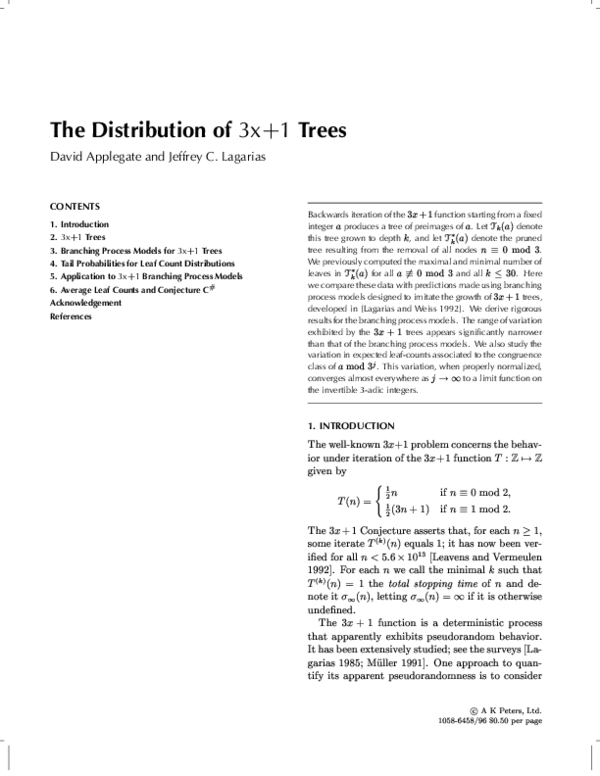 (PDF) The Distribution of 3x+1 Trees