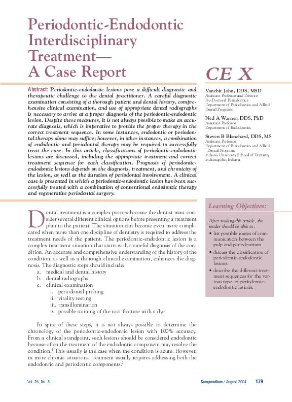 (PDF) Periodontal-endodontic interdisciplinary treatment--a case report