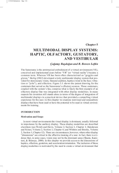 (PDF) Multimodal display systems: Haptic, olfactory, gustatory, and ...