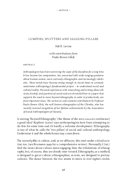(PDF) Lumpers, Splitters and Sagging Pillars