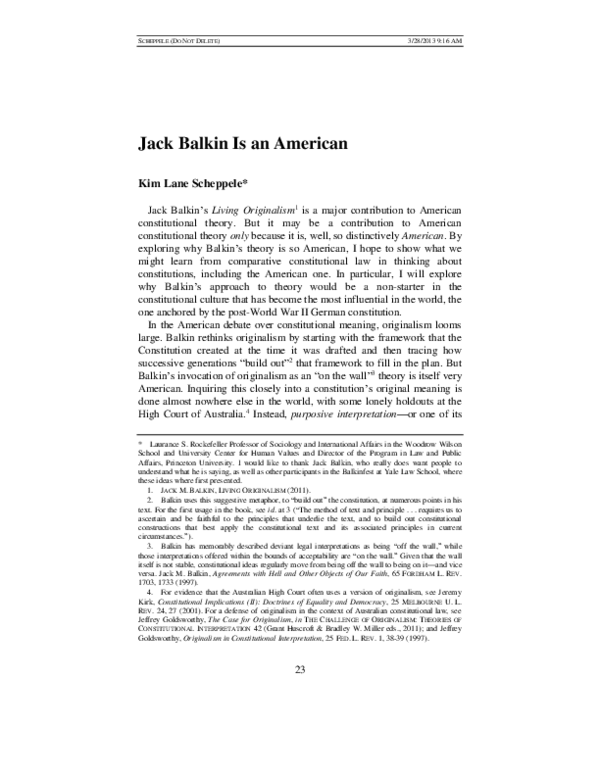 (PDF) Jack Balkin Is an American