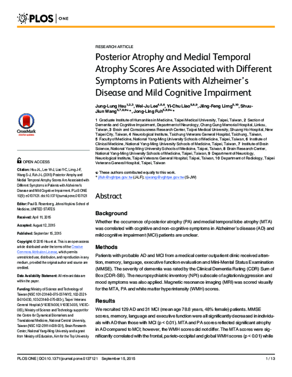 (PDF) Atrophy Correlates with Symptoms in AD and MCI