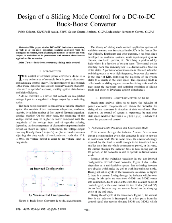 (PDF) Design of a sliding mode control for a DC-to-DC buck-boost converter