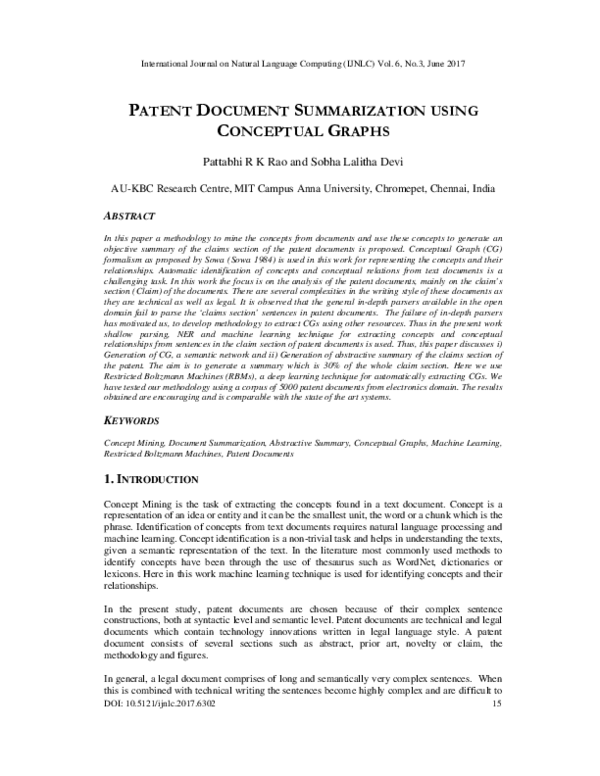 (PDF) Patent Document Summarization Using Conceptual Graphs