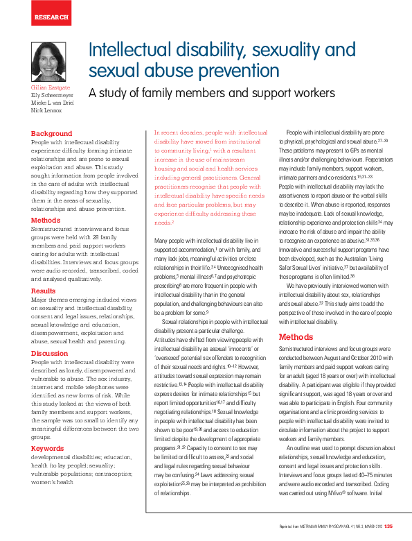 (PDF) Intellectual disability, sexuality and sexual abuse prevention ...