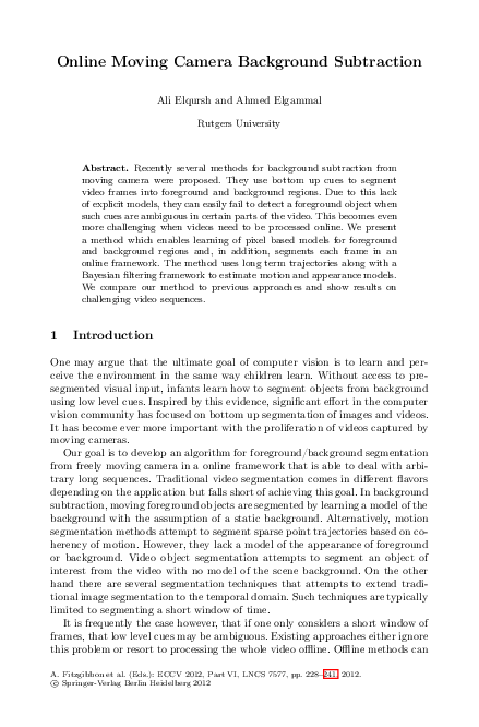 (PDF) Online Moving Camera Background Subtraction
