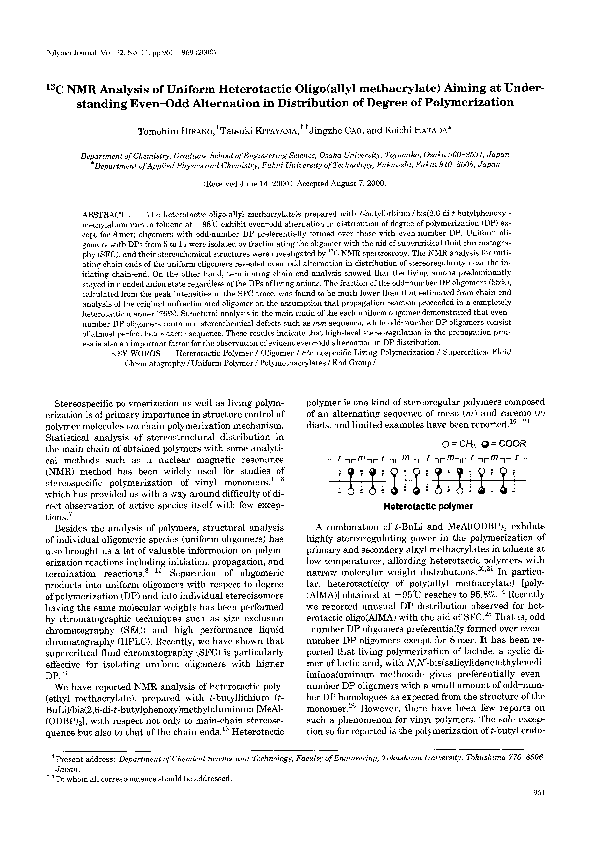 (PDF) 13C NMR Analysis of Uniform Heterotactic Oligo(allyl methacrylate ...