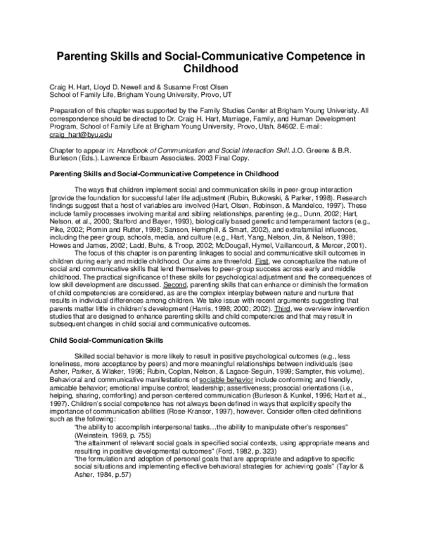 (PDF) Parenting skills and social-communicative competence in childhood